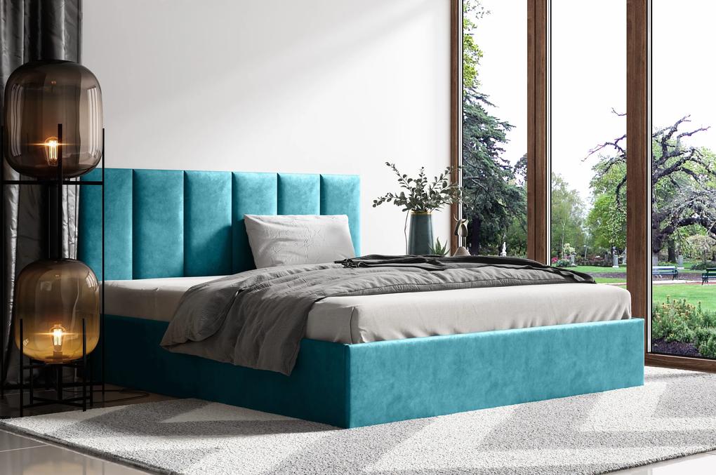 Eka Čalouněná postel Lucy 1 - 160x200 cm Barva látky Trinity: (2331) Tmavá modrá, Úložný prostor: Bez úložného prostoru
