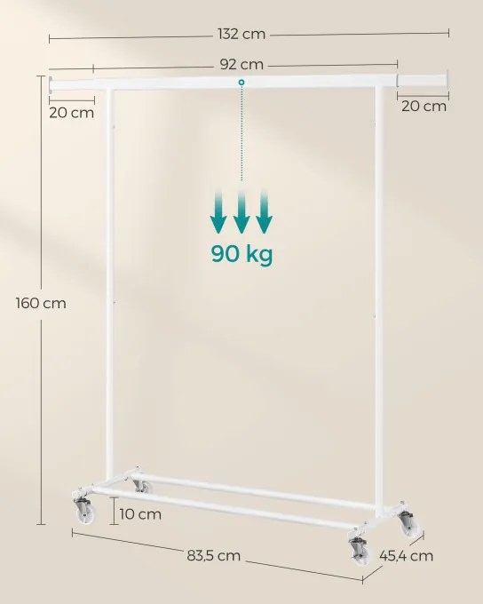 Věšákový stojan na kolečkách HSR013W01