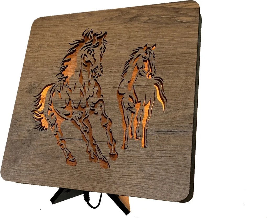 Li-Go "Koně" lampa 31x31 cm provedení povrchu: ořech