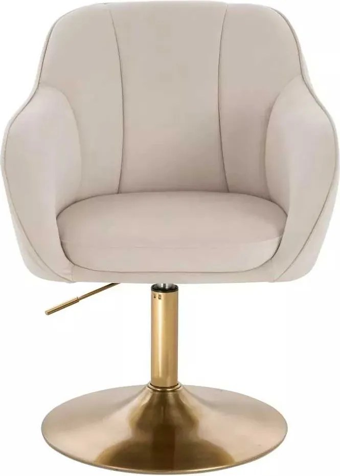 LuxuryForm DESIGN Otočná židle AVOLA VELUR na zlatém talíři - krémová