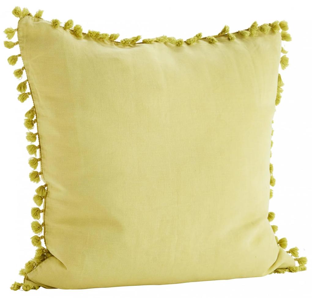 MADAM STOLTZ Lněný povlak na polštář Lemon 60x60 cm, žlutá barva, textil