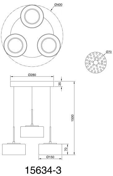 Globo 15634-3 - LED Lustr na lanku FOGSY 3xLED/8W/230V