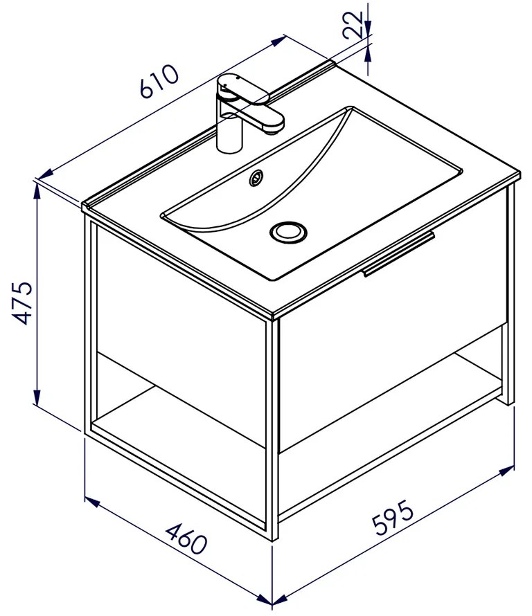 BPS-koupelny Koupelnová skříňka s keramickým umyvadlem Kubus W ZV 60