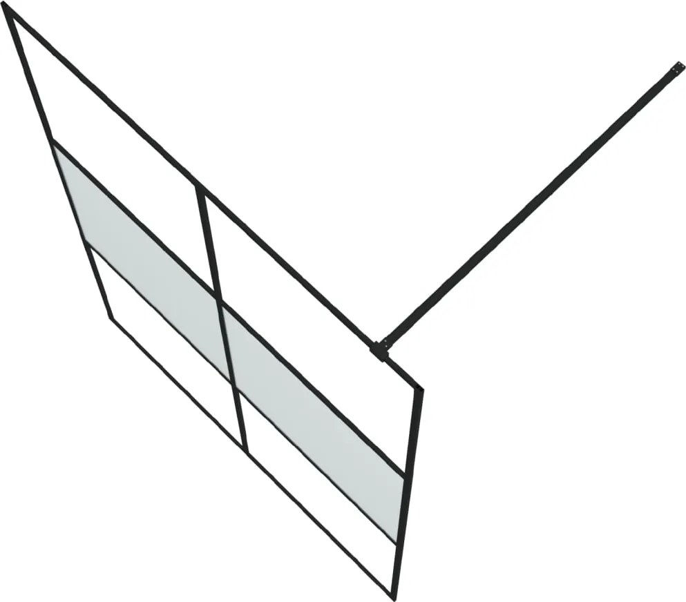 Sprchová zástěna walk-in černá 140x195 cm napůl mléčné ESG sklo 152109