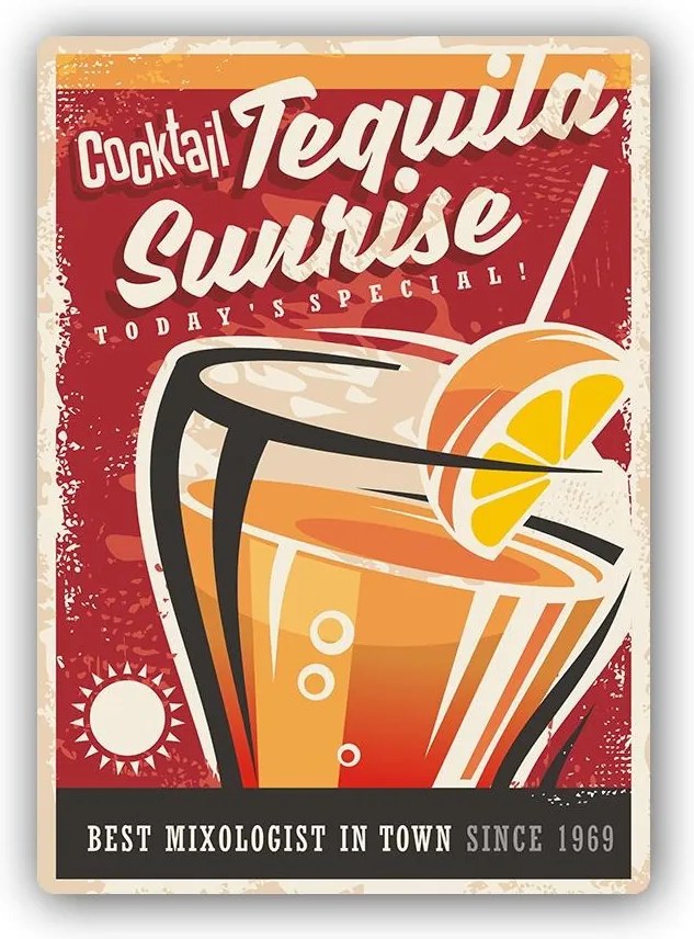 CARO Kovový obraz - Retro - Tequilla Sunrise 40x60 cm