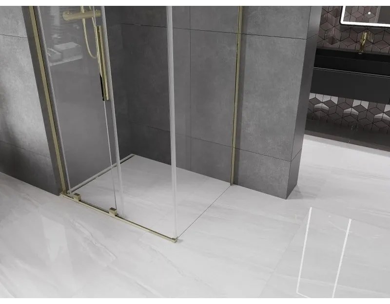 Mexen Velar L, sprchový kout s posuvnými dveřmi 110 x 100 cm, 8mm čiré sklo, zlatá lesklá, 871-110-100-03-50