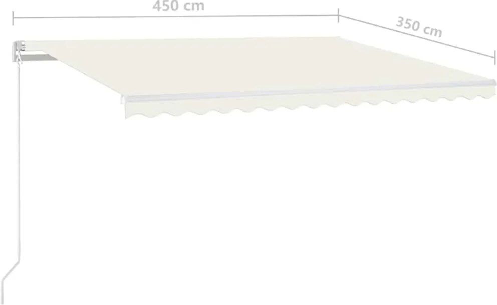 Ručně zatahovací markýza s LED světlem 450 x 350 cm krémová 3069002