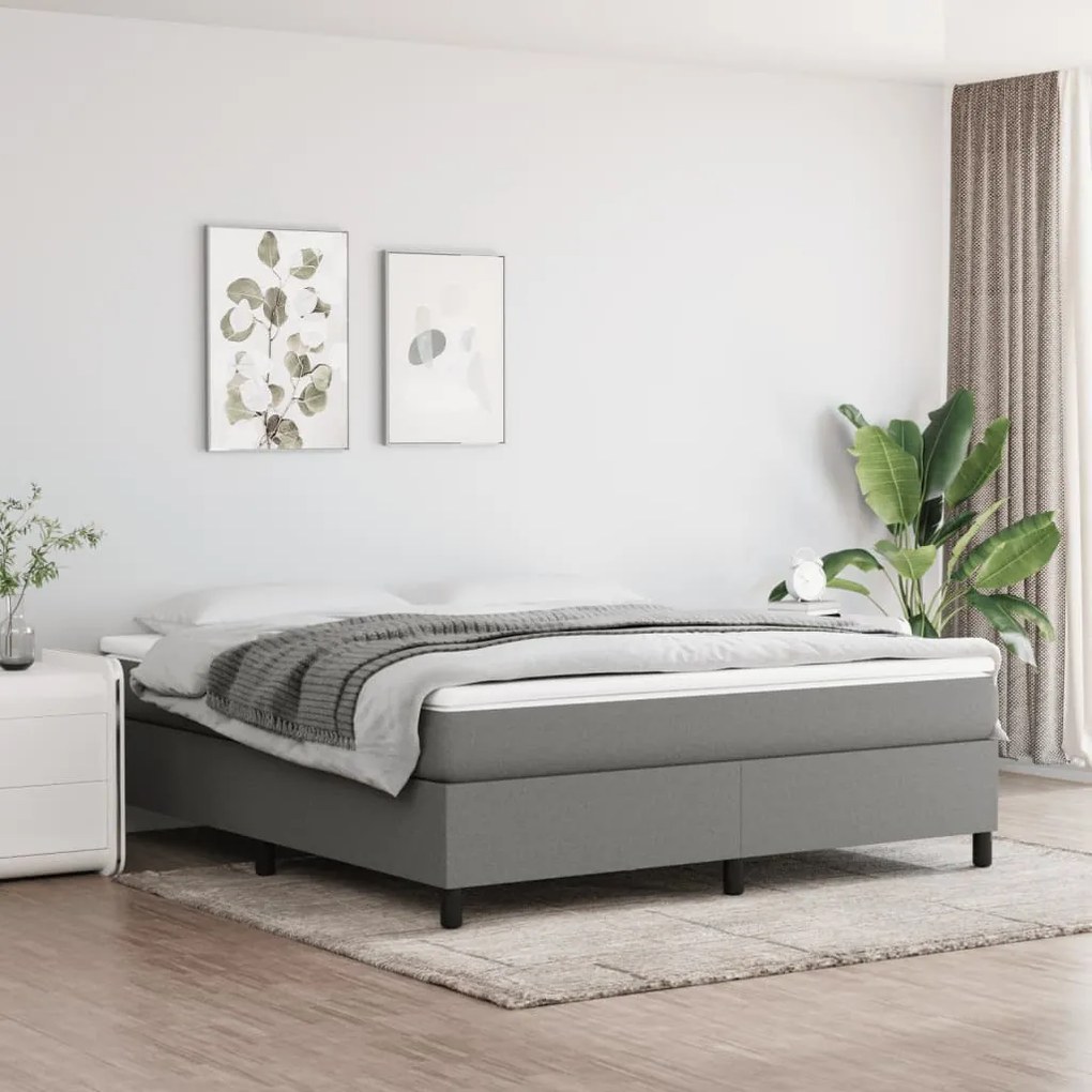 Rám postele s boxspringem tmavě šedý 180 x 200 cm textil 3120879