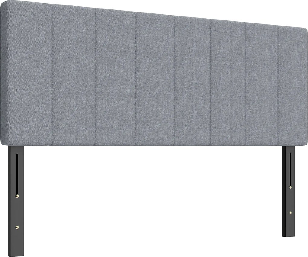 HOMCOM čalouněné čelo postele, 3 výšky, látka se vzhledem lnu, pěnová výplň — šedé (pro postele 150–160 cm) | Aosom