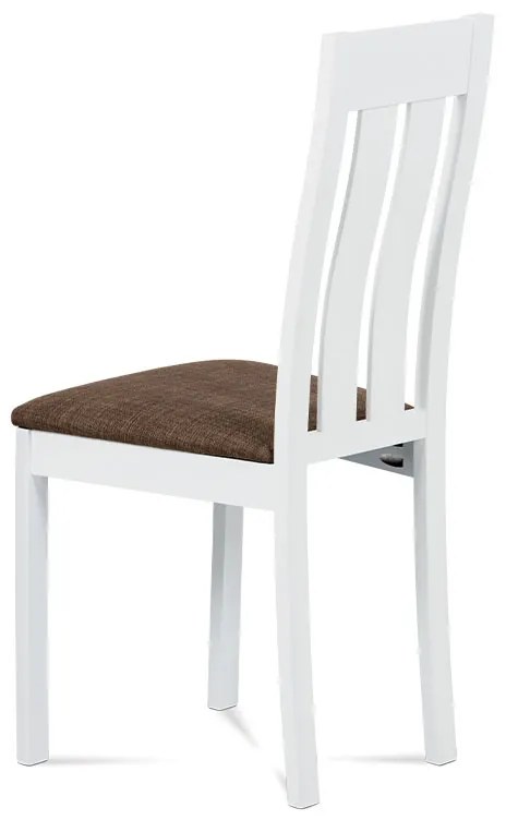 Jídelní židle SONA, masiv bílá, látkový hnědý potah