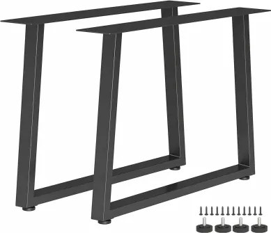 HOMCOM Sada 2 trapezových stolních nohou z oceli s 12 otvory a 12 šrouby, nosnost 75 kg, pro lavici, konferenční stolek, černá