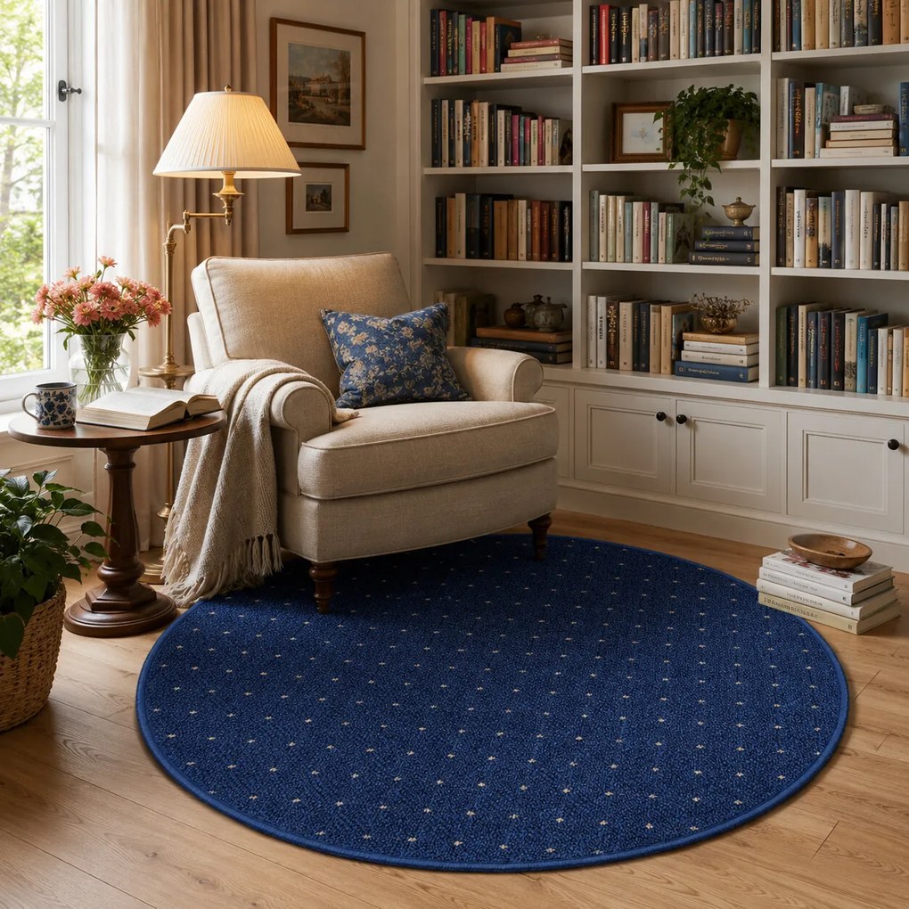 Condor Carpets, Kusový koberec Udinese modrý kruh, 100x100 (průměr) kruh, šedá, chodba / předsíň