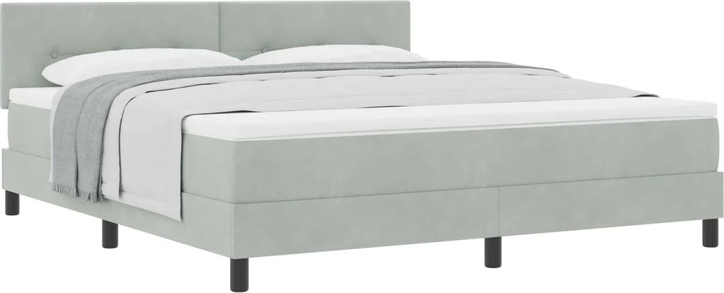 Postel s boxspringem s čelo Světle šedá 180 x 200 cm samet 3339188