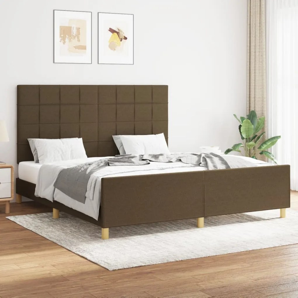 Rám postele bez matrace tmavě hnědý 160 x 200 cm textil 3125068