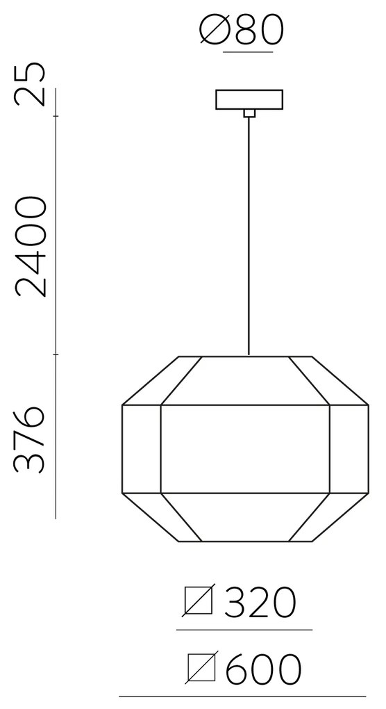 ACB Iluminacion Závěsné svítidlo BAUHAUS, ⌀ 60 cm, 1x E27 15W Barva: Bílá, Barva montury: Černá