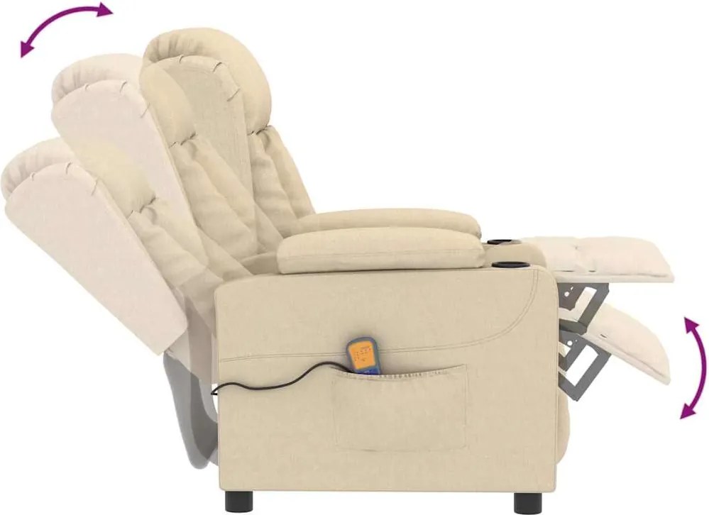 Masážní křeslo krémové textil 339067
