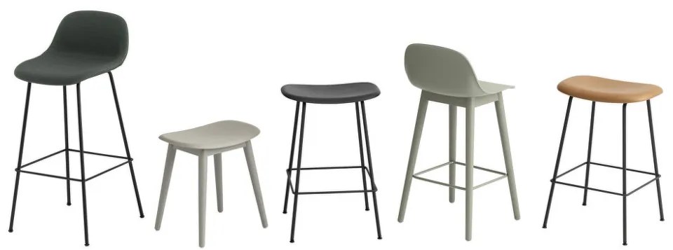 Muuto Barová stolička Fiber Stool 65cm Tube Base, black