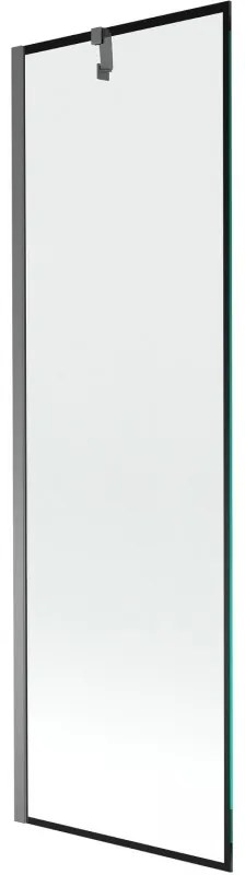 Mexen Next, 1-křídlová vanová zástěna 60 x 150 cm, 6mm čiré sklo - černý vzor, grafitová, 895-060-000-00-70-95