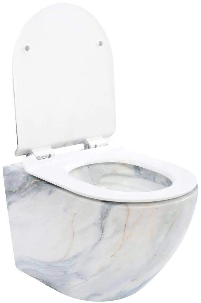 Závěsná WC mísa se SoftClose sedátkem REA CARLOS SLIM RIMLESS, matná žula