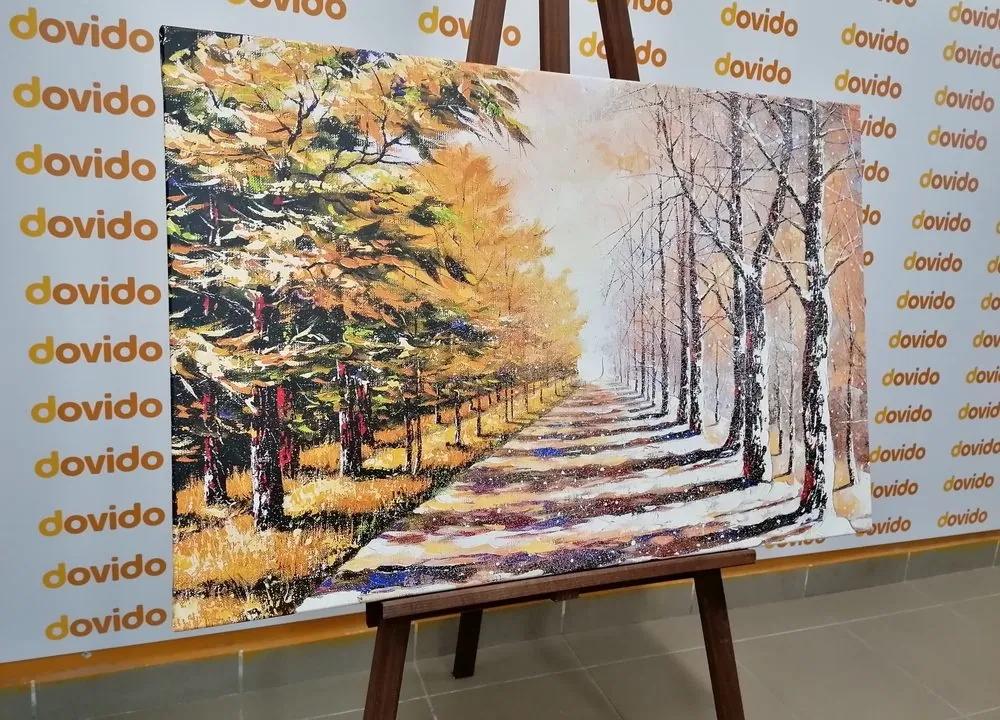 Obraz podzimní alej stromů - 60x40 cm