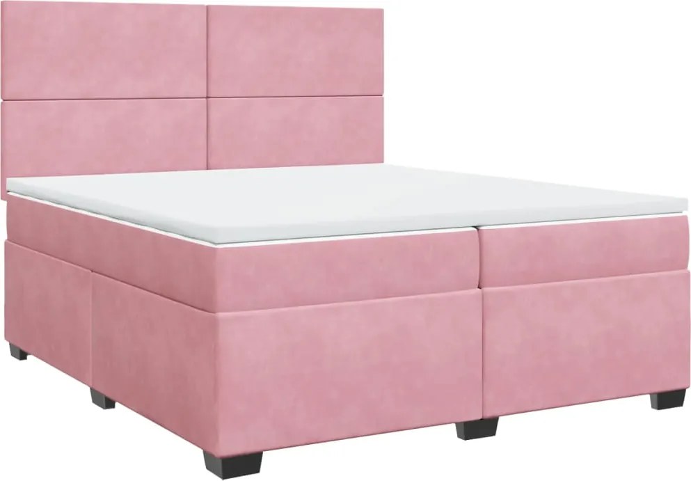 Box spring postel s matrací růžová 200x200 cm samet 3293301