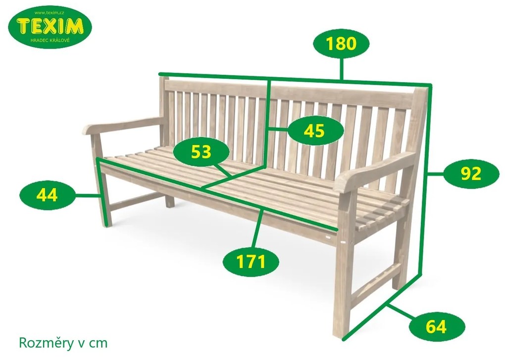 Nábytek Texim Roma zahradní lavice teak 180 cm