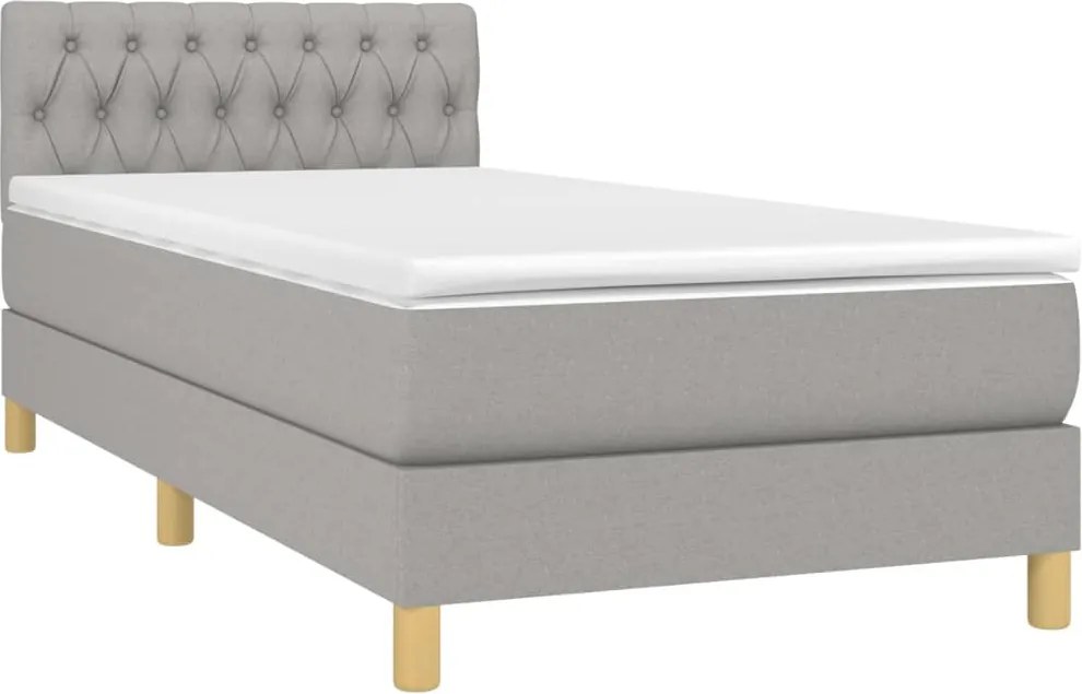Box spring postel s matrací světle šedá 90x200 cm textil 3140825
