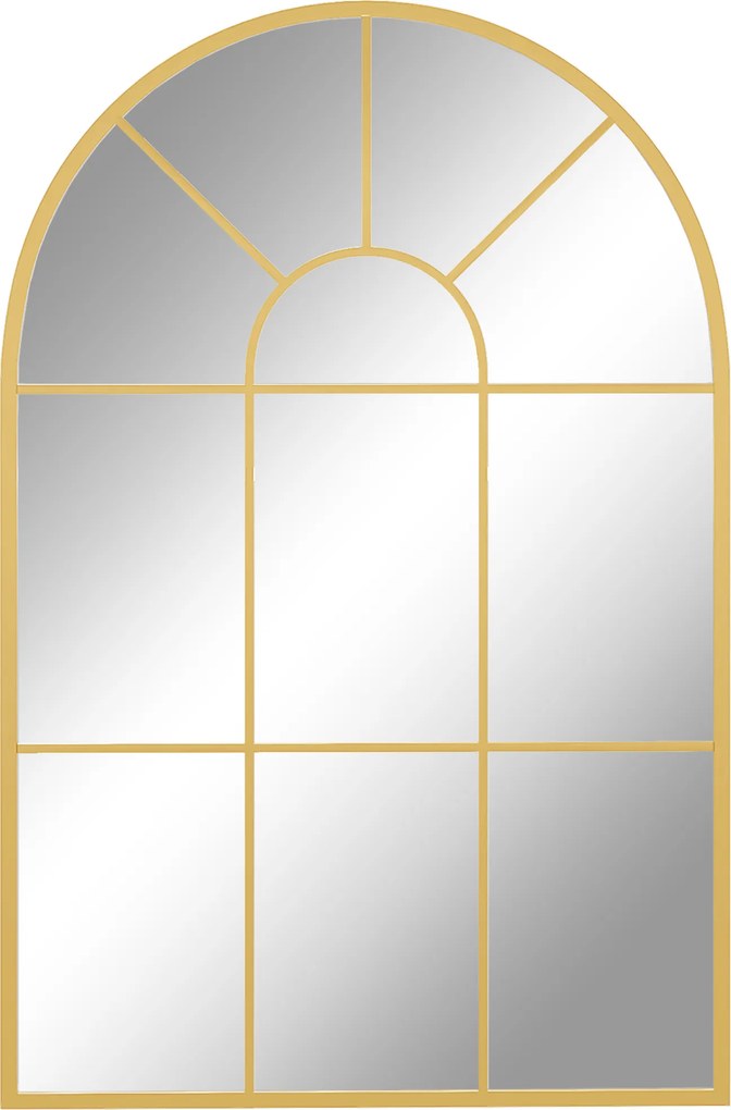 HOMCOM nástěnné zrcadlo okenní zrcadlo 91 x 60 cm dekorativní s kovovým rámem závěsné zrcadlo do obývacího pokoje ložnice ve zlaté barvě | Aosom.de