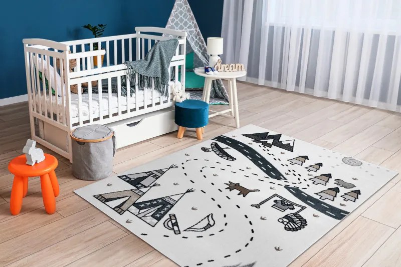 Hanse Home, Dětský kusový koberec Fun Indian cream, 80x150, bílá, dětský pokoj