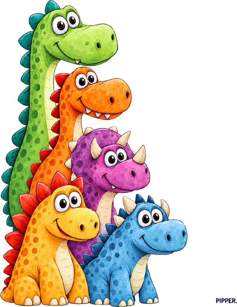 PIPPER. Barevní dinosauři – textilní samolepka na zeď