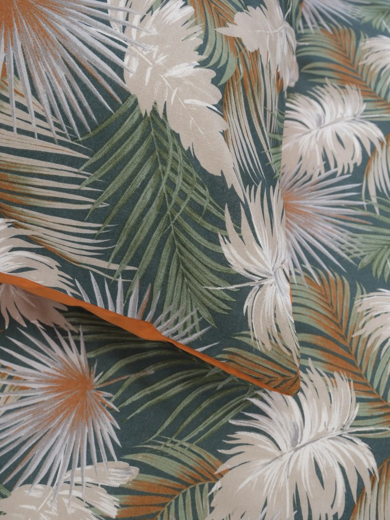 MK Lůžkoviny Francouzské bavlněné povlečení Renforcé - Taisa zelená/terakota 220 × 200 cm, 2ks 70 x 90 cm