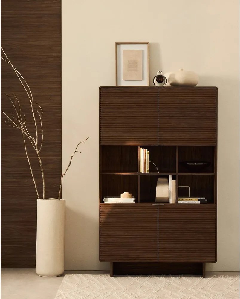 Tmavě hnědá skříňka v dekoru ořechu 100x163x40 cm Norlen – Kave Home