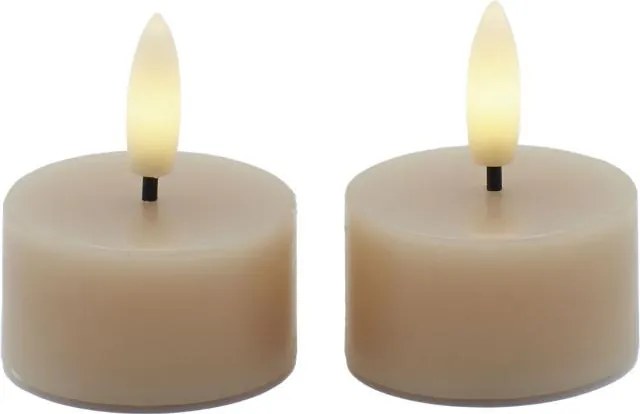 Sada LED čajové svíčky na baterie Sille Tealight, Ø 4,5 × 2,2 cm, světlý karamel, z pravého vosku, balení 2 ks