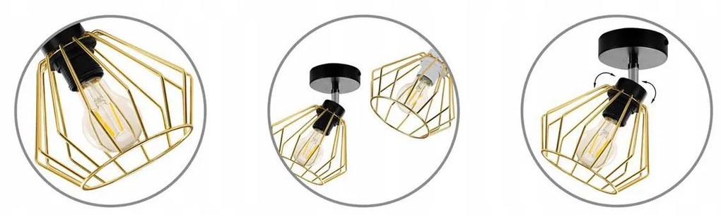 Stropní svítidlo NUVOLA 1, 1x zlaté drátěné stínítko, (výběr ze 2 barev konstrukce - možnost polohování)