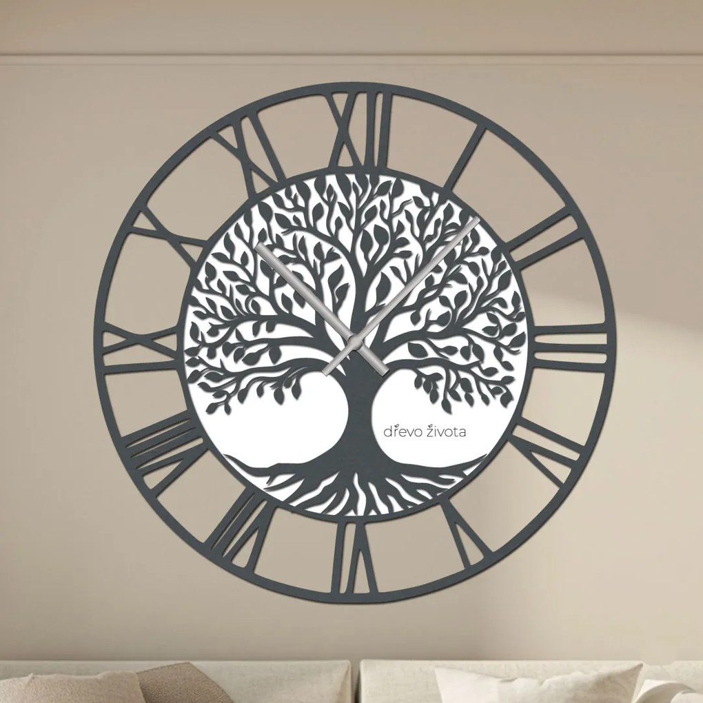 dřevo života Nástěnné hodiny STROM Zvolte barvu dekoru: Ořech-Wenge, Zvolte velikost hodin (cm): 35x35, Barva ručiček: Zlaté