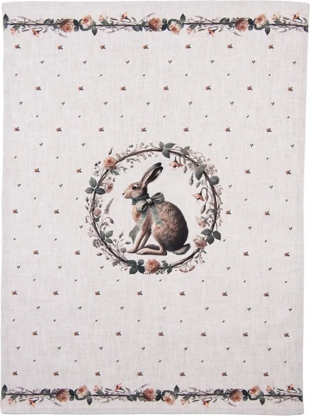 Bavlněná utěrka se zajícem Natural Linen Easter - 50*70 cm