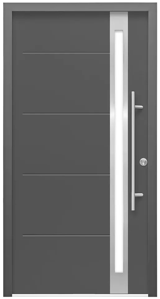 SplenDoor Vchodové dveře Thermodoor PLUS SP30A, 90 P, rozměr vč. zárubně: 1000 × 2100 mm, ocel, pravé, antracit, prosklené