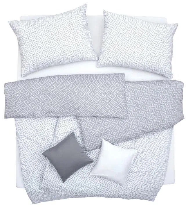 SCANquilt povlečení SATÉN DESIGN kristal bílošedá+šedobílá 140 x 200/70 x 90 cm