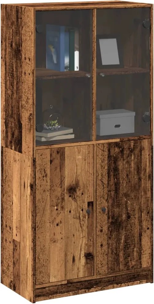 Highboard s dvířky old wood 68 x 37 x 142 cm kompozitní dřevo 3318722
