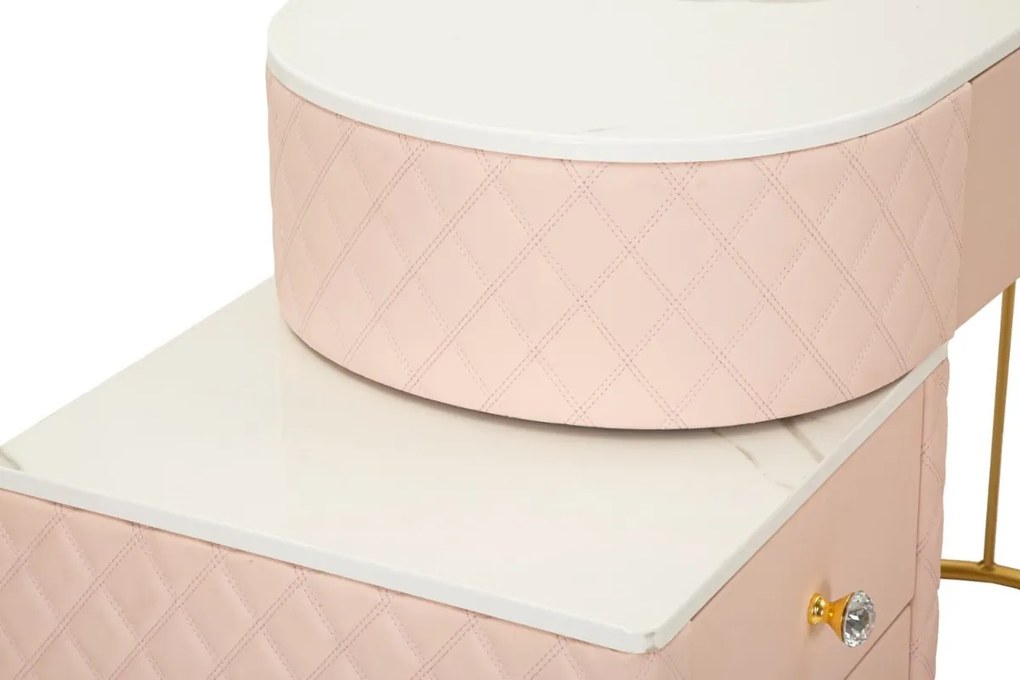 Designový toaletní stolek s taburetkou Pembroke růžový