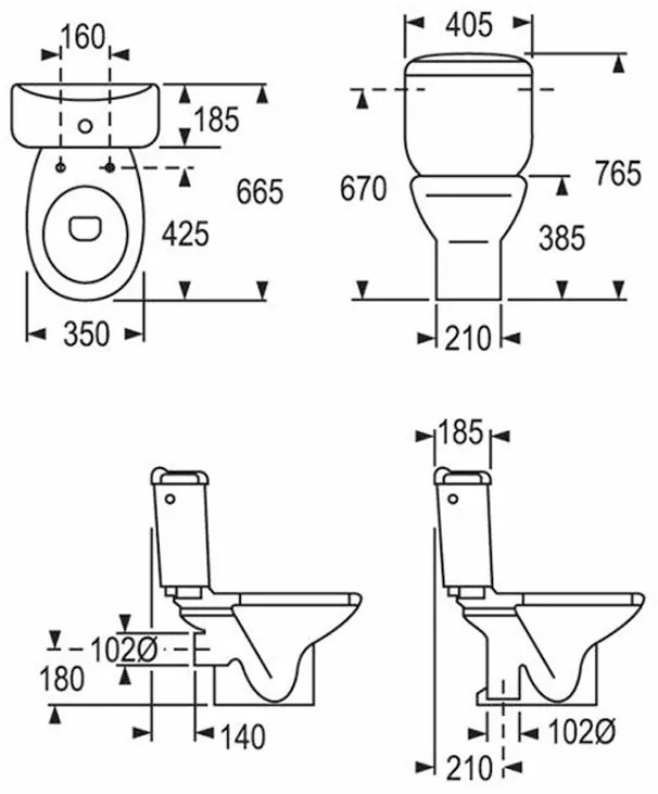 ROCA Victoria, WC mísa, spodní odpad, bílá lesklá, A342394000