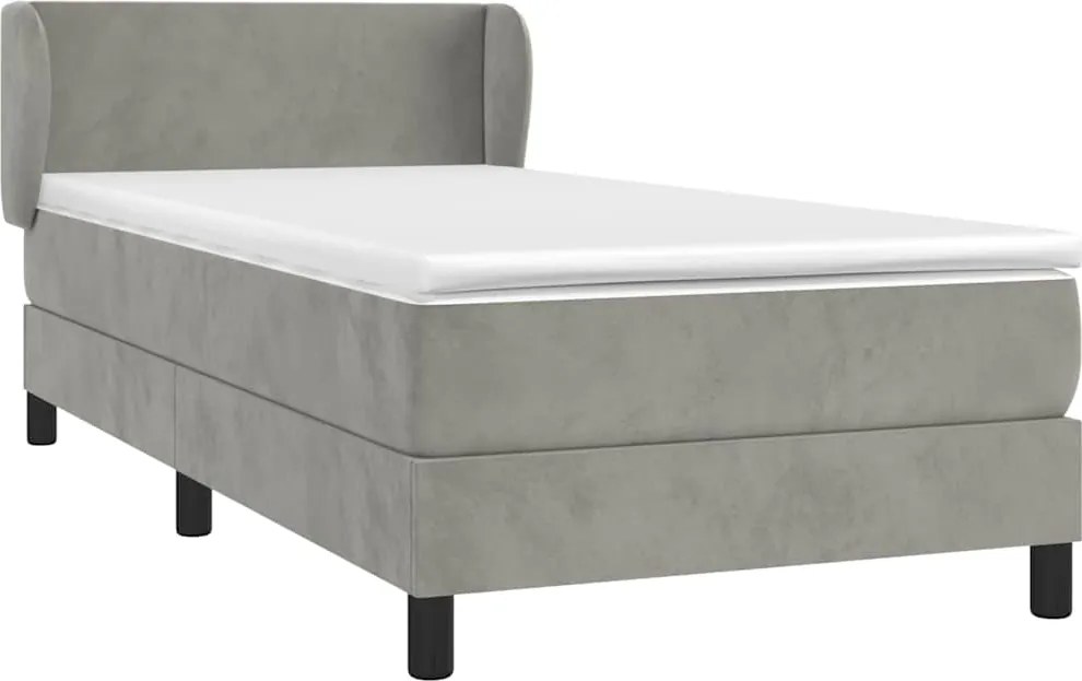 Box spring postel s matrací světle šedá 90x200 cm samet 3127349