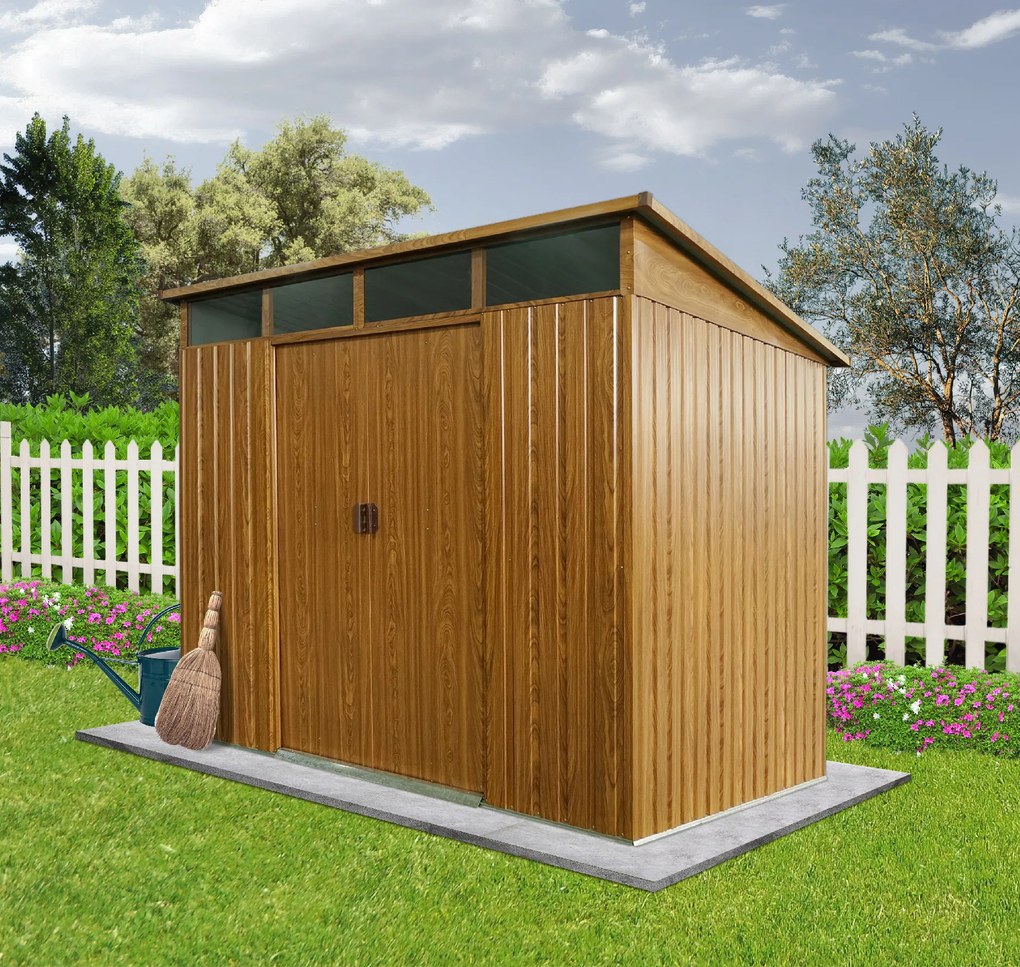 Zahradní domek BestBerg ZDSL-4D / 4,6 m² / 238 x 194 x 202 cm / dekor dřevo/hnědá