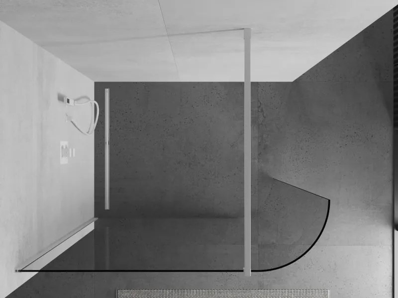 Mexen Kioto, zaoblená sprchová zástěna 80 x 200 cm, 8mm čiré sklo, bílý profil, 800-080-101-20-06