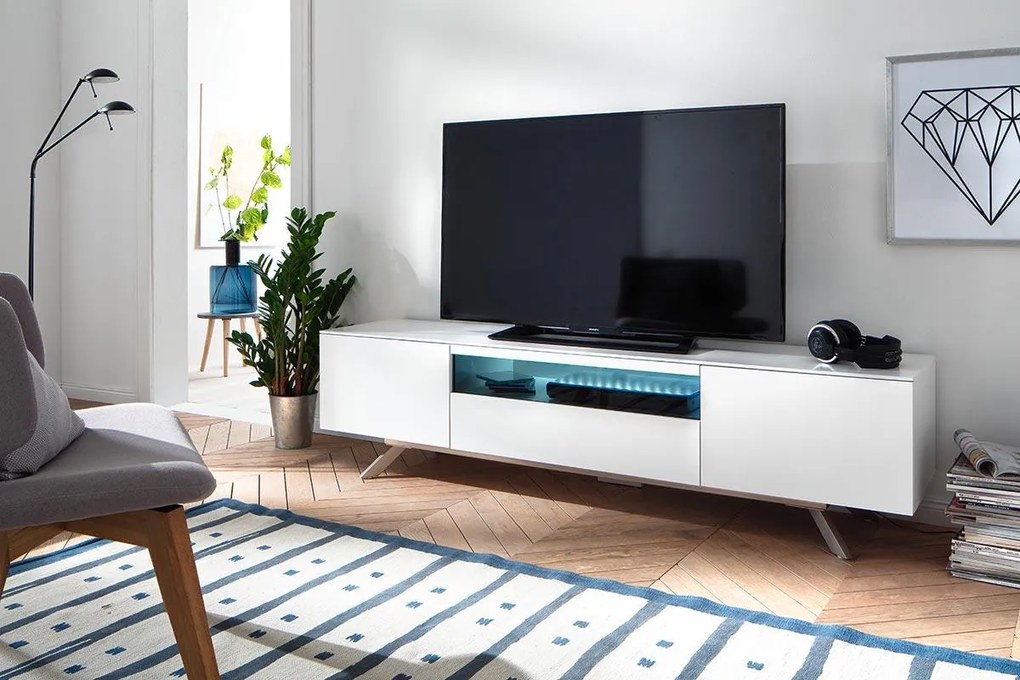 Designový TV stolek Heidi 185 cm bílý LED