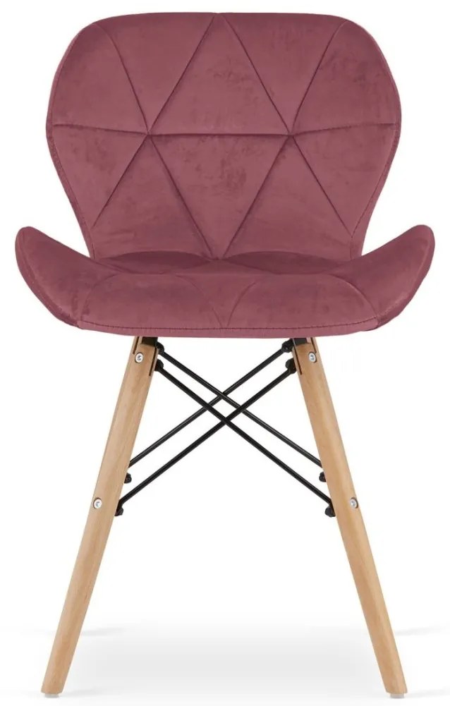 SUPPLIES LAGO Skandinávská sametová jídelní židle - temná růžová barva