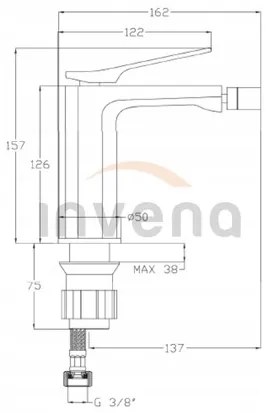 Invena Neri, stojánková bidetová baterie, černá matná, BB-01-004-L