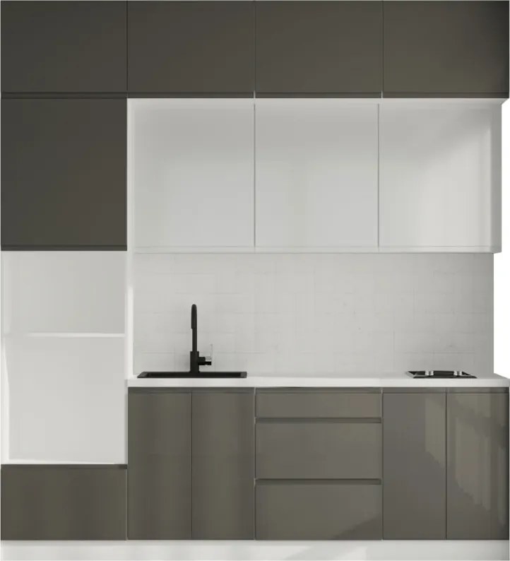 Sada 2.4 Bílá / tmavě šedý lesk, bílý lesk Interno Glaňec Luxe