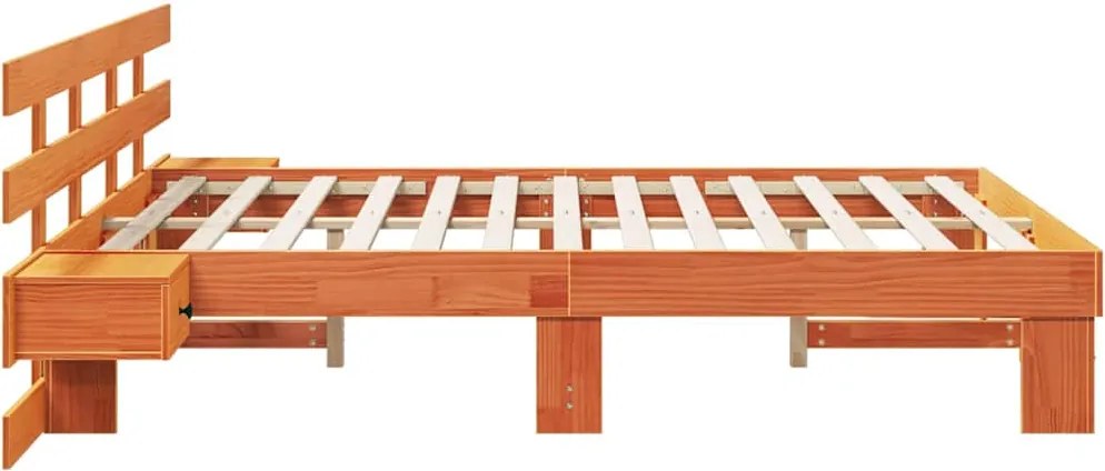 Rám postele s čelo Hnědá 150 x 200 cm Masivní borové dřevo 3385687