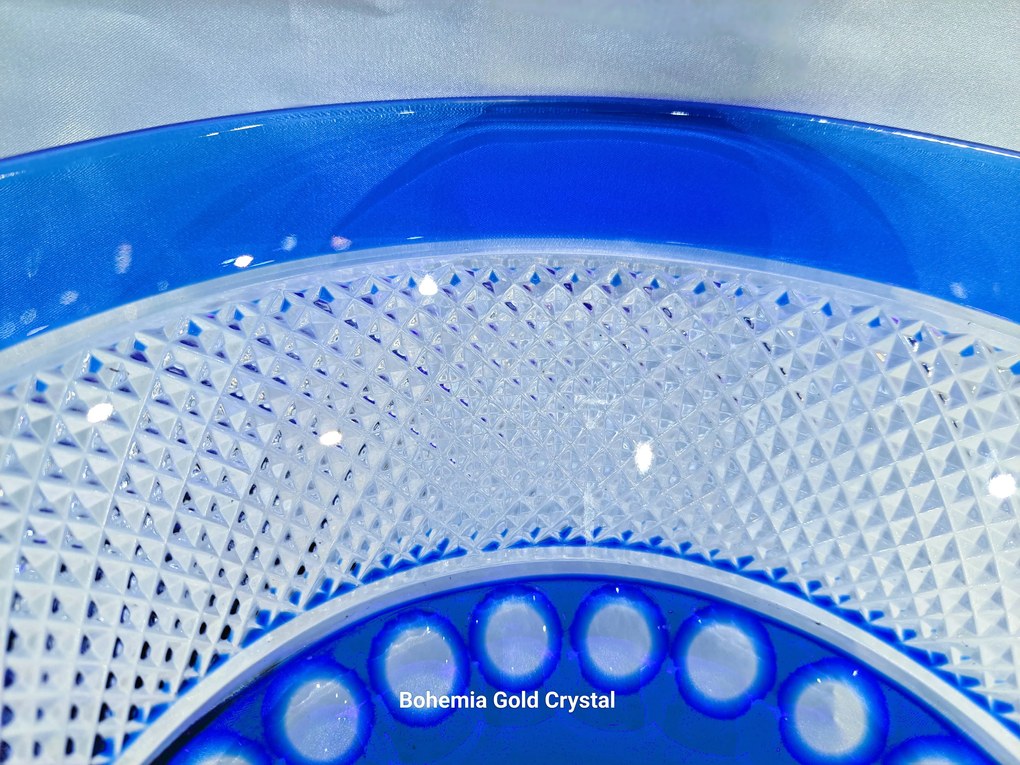 Hluboká, otevřená modrá mísa z přejímaného skla 27,5 cm